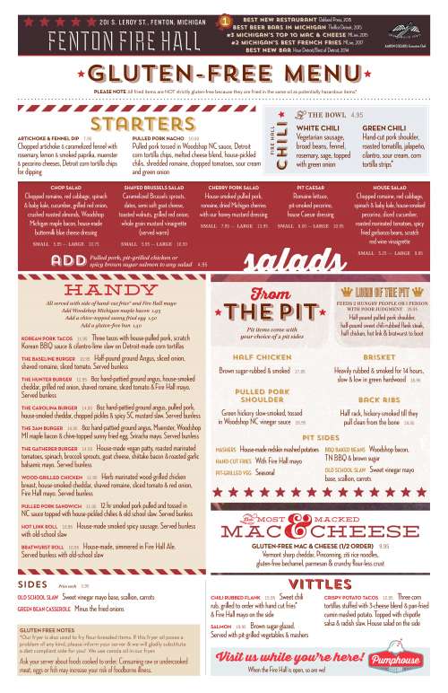 Fenton Fire Hall menu in Fenton, Michigan, USA