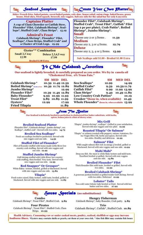 Captain Larry's Seafood & Steaks menu in Laurinburg, North Carolina, USA