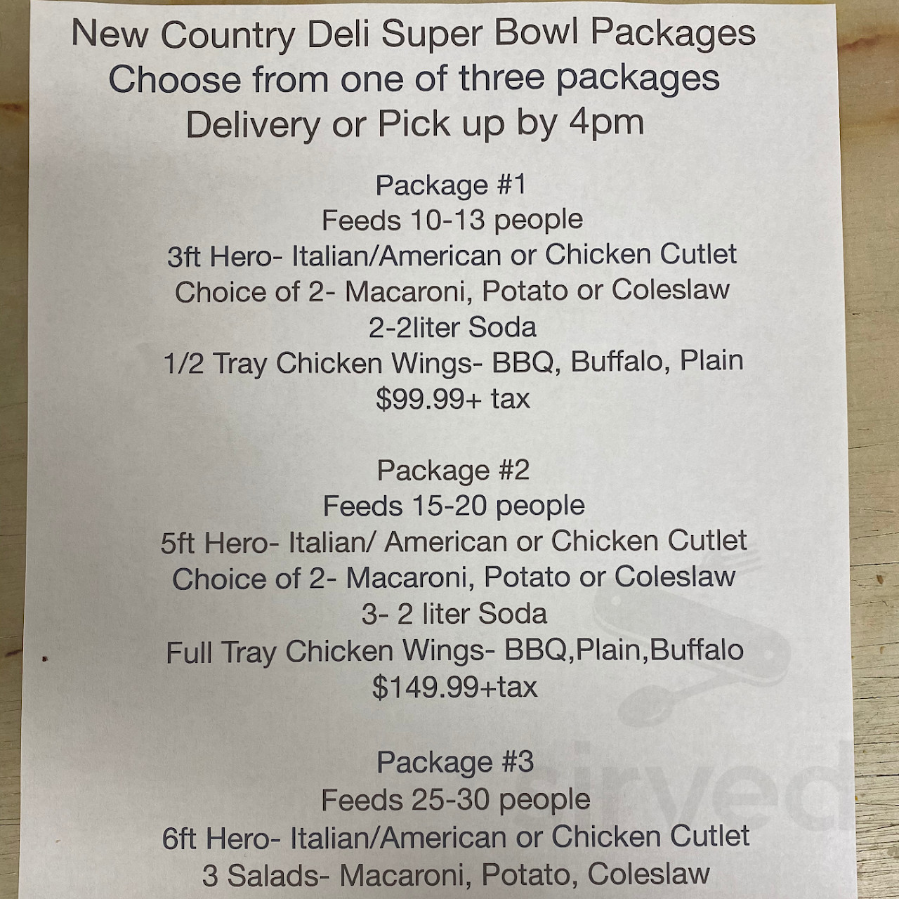 New Country Deli and Caterers INC. menu in Syosset, New York, USA