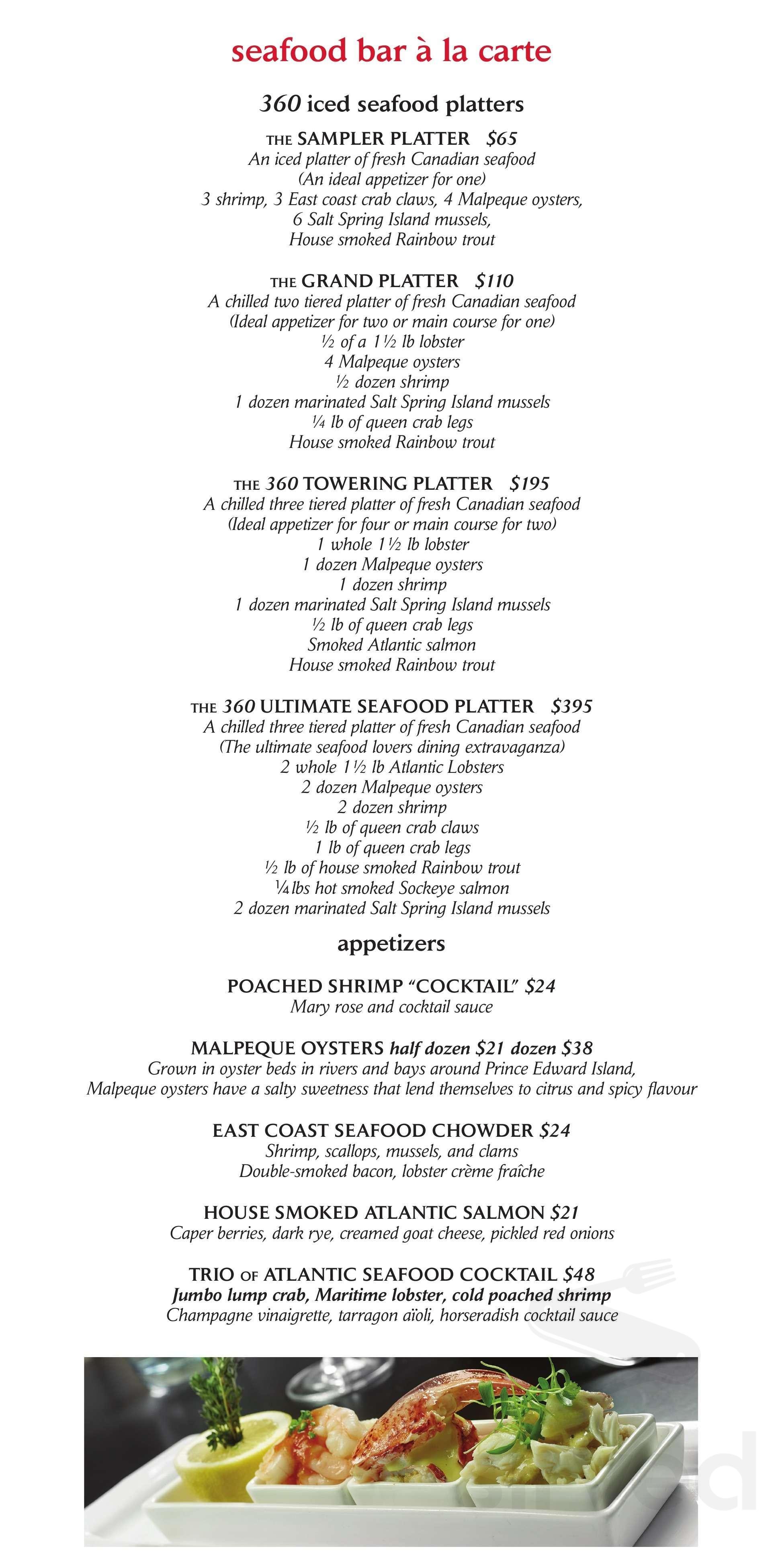 360 The Restaurant at the CN Tower menu in Toronto, Ontario, Canada