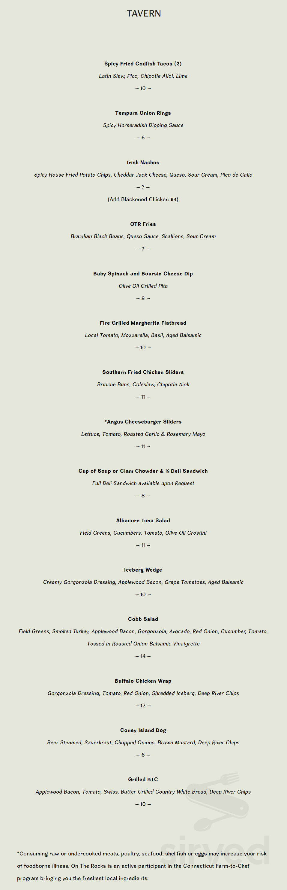 On The Rocks Restaurant at Fox Hopyard Golf Club menu in East Haddam ...