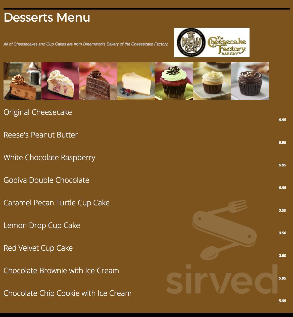 The Franklin House menu in Mississauga, Ontario, Canada