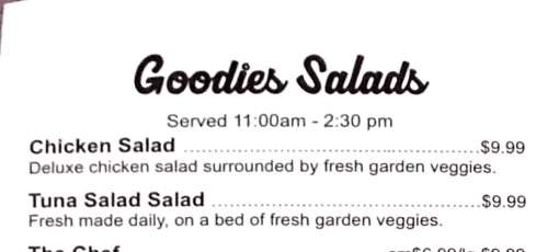 Menu for Goodies Eatery in Tallahassee, FL | Sirved