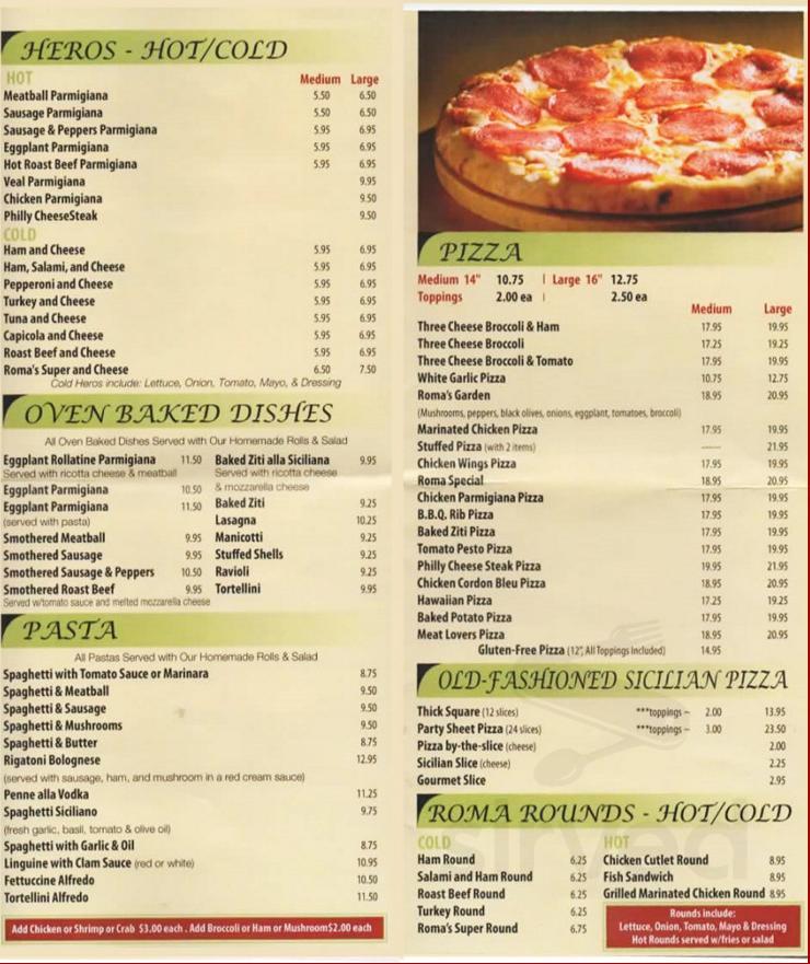 Roma Ristorante & Pizzeria menus in Sidney, New York, United States