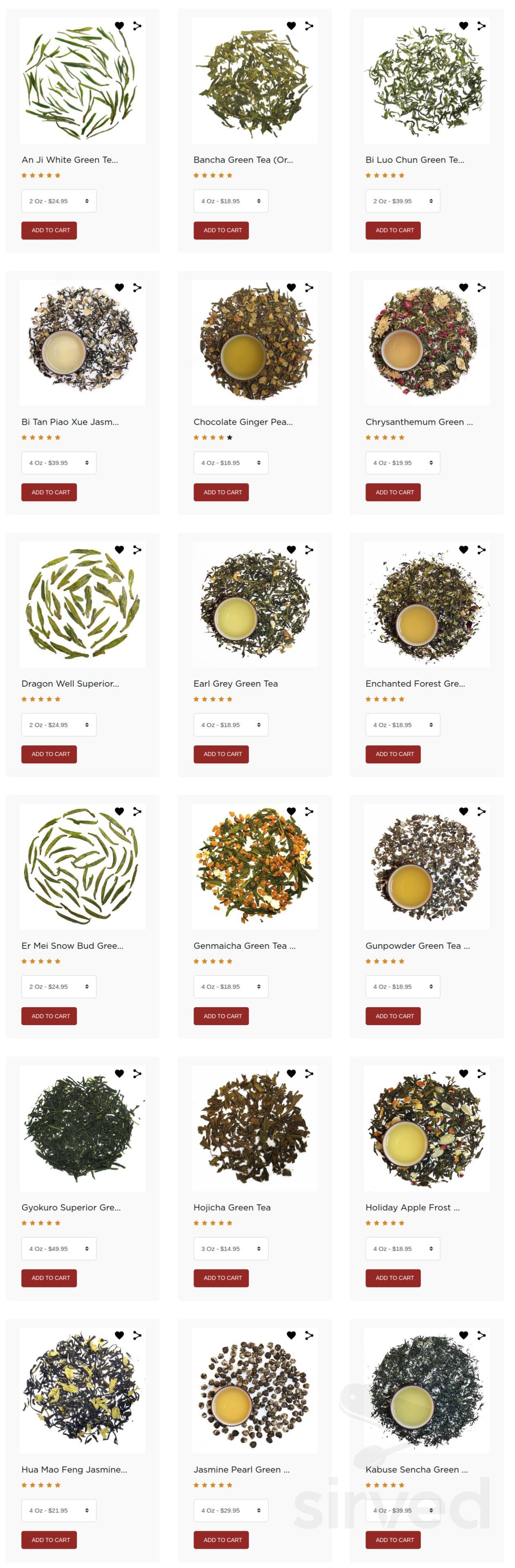 Ku Cha House of Tea menu in Fort Collins, Colorado, USA