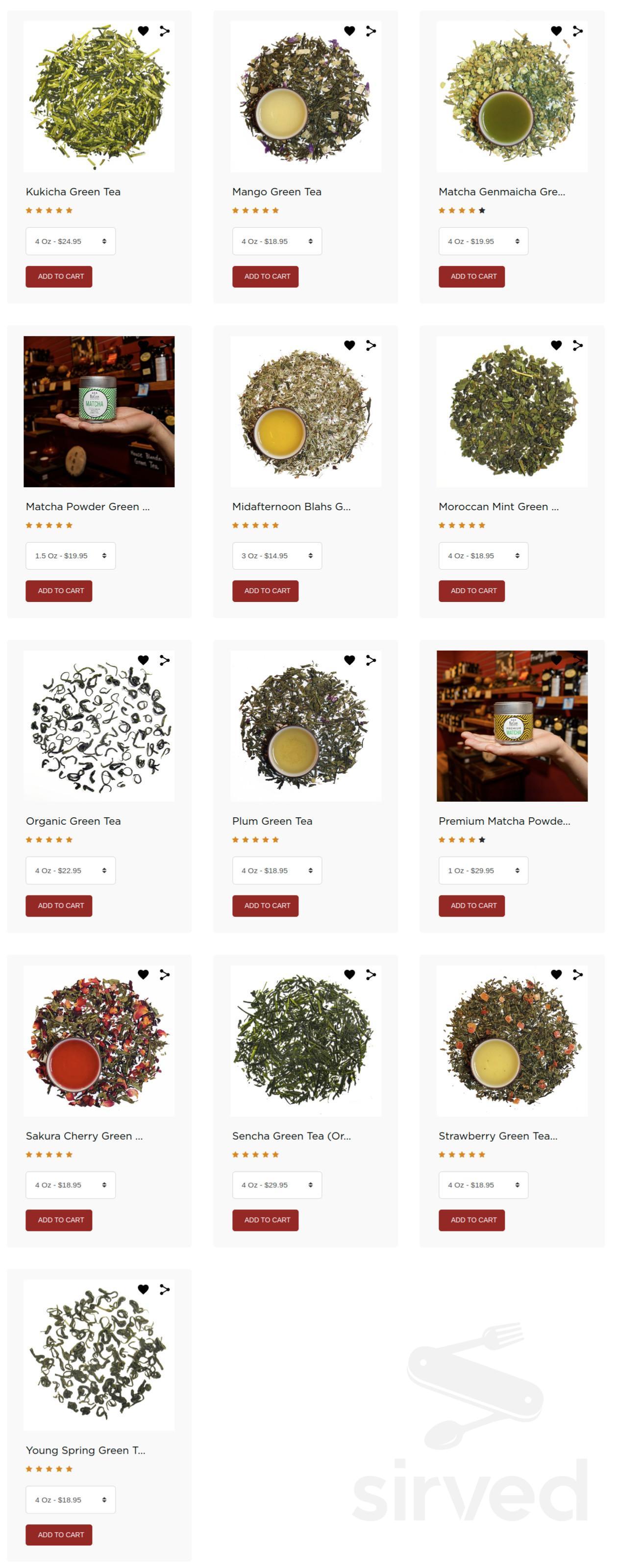 Ku Cha House of Tea menu in Fort Collins, Colorado, USA