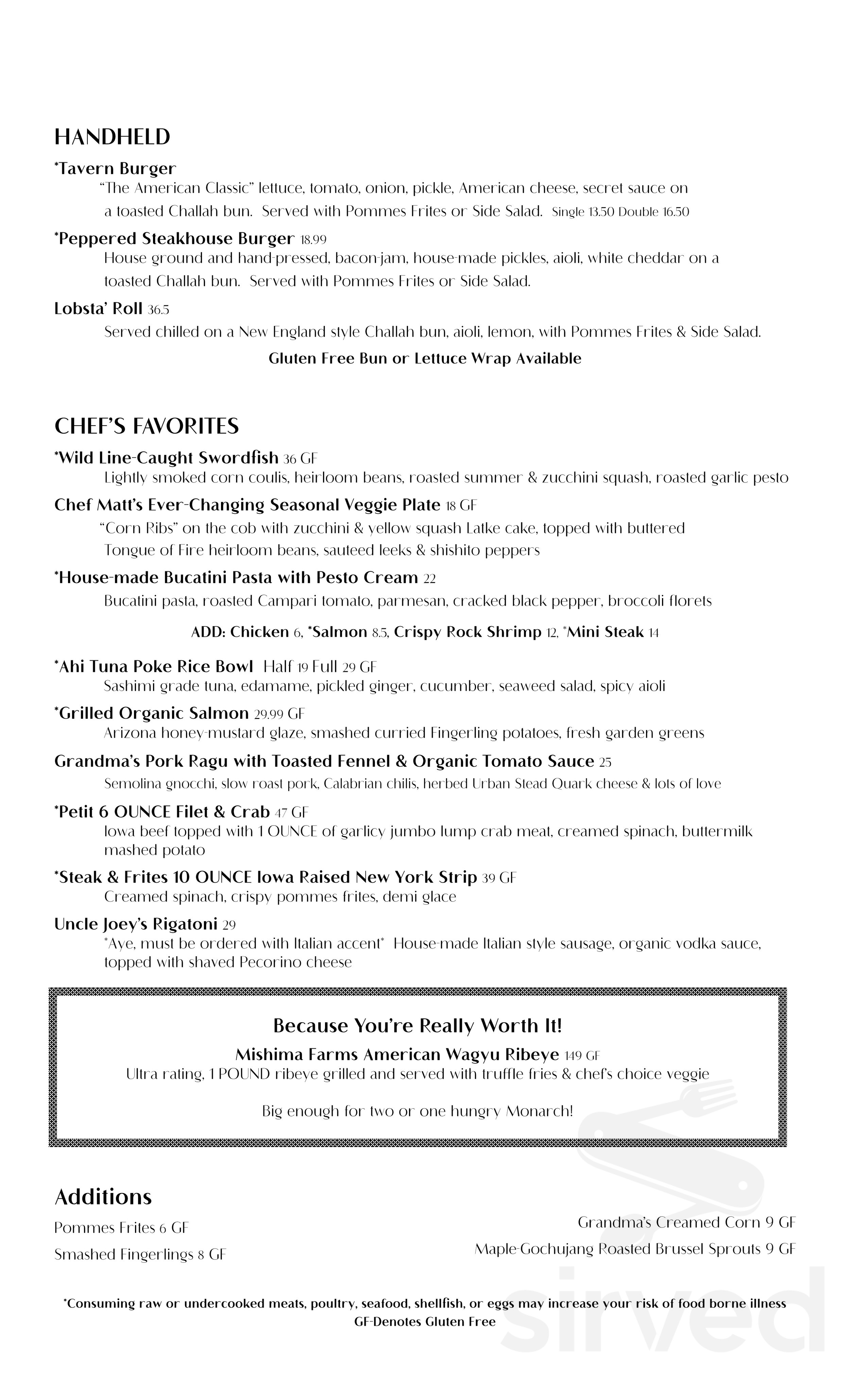 Monarch -Kitchen & Bar menu in Davenport, Iowa, USA