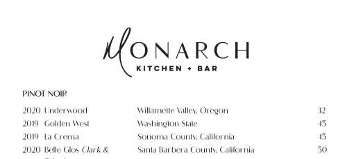 Menu for Monarch -Kitchen & Bar in Davenport, IA | Sirved