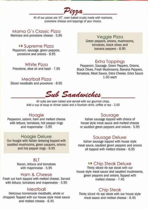Mama Guzzardi's Italian Restaurant menu in North Canton, Ohio, USA
