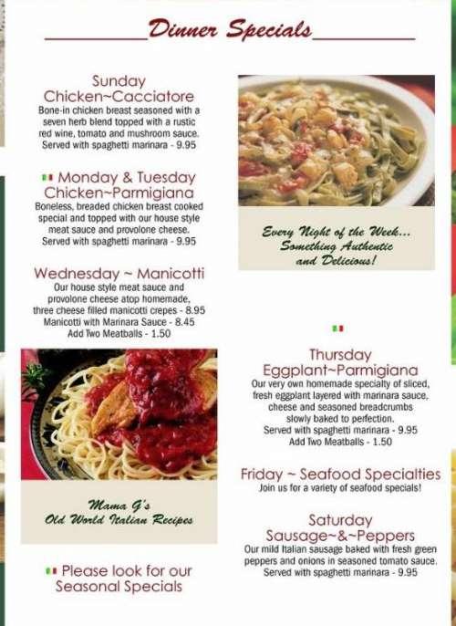 Mama Guzzardi's Italian Restaurant menu in North Canton, Ohio, USA