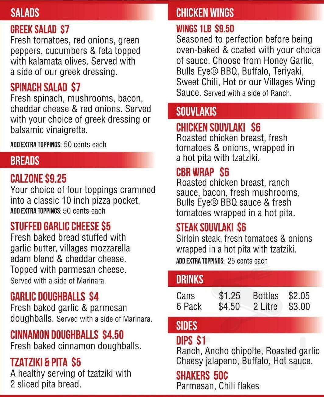 Menu - Victoria BC's Villages Pizza | Sirved