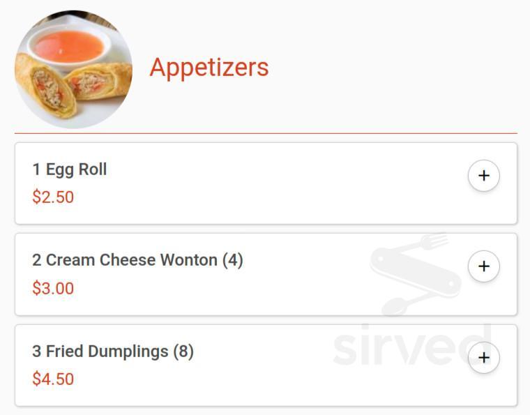 Menu - Holbrook AZ's China Buffet | Sirved