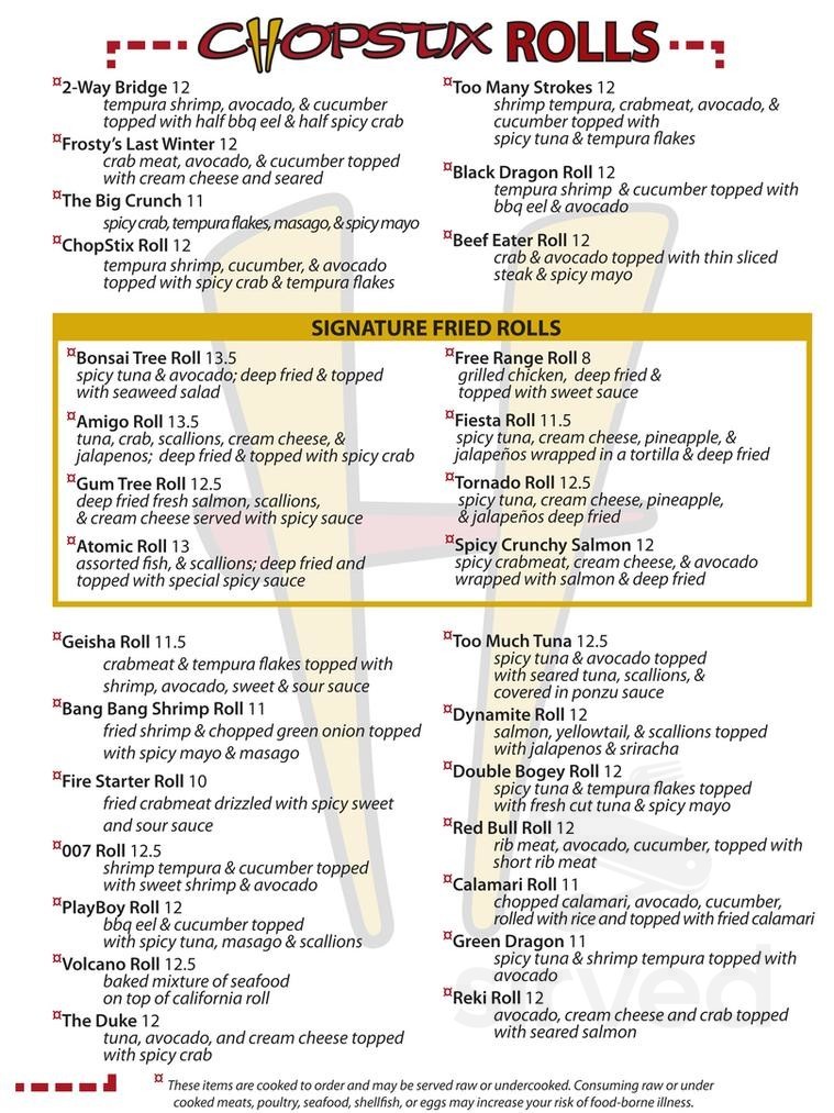 Chopstix menus in Winston-Salem, North Carolina, United States