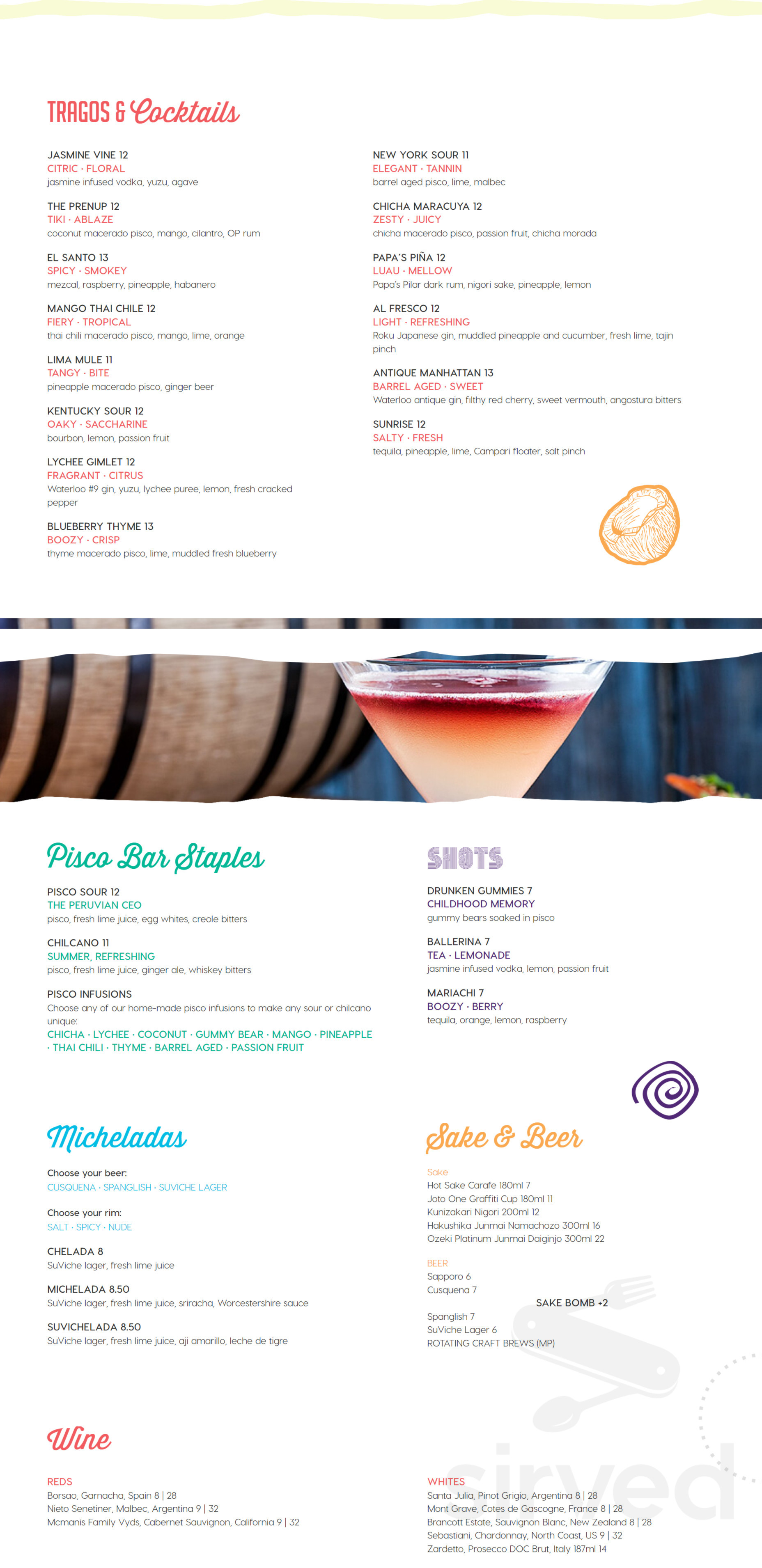 Menu - Miami Beach FL's SuViche – Sushi and Ceviche | Sirved