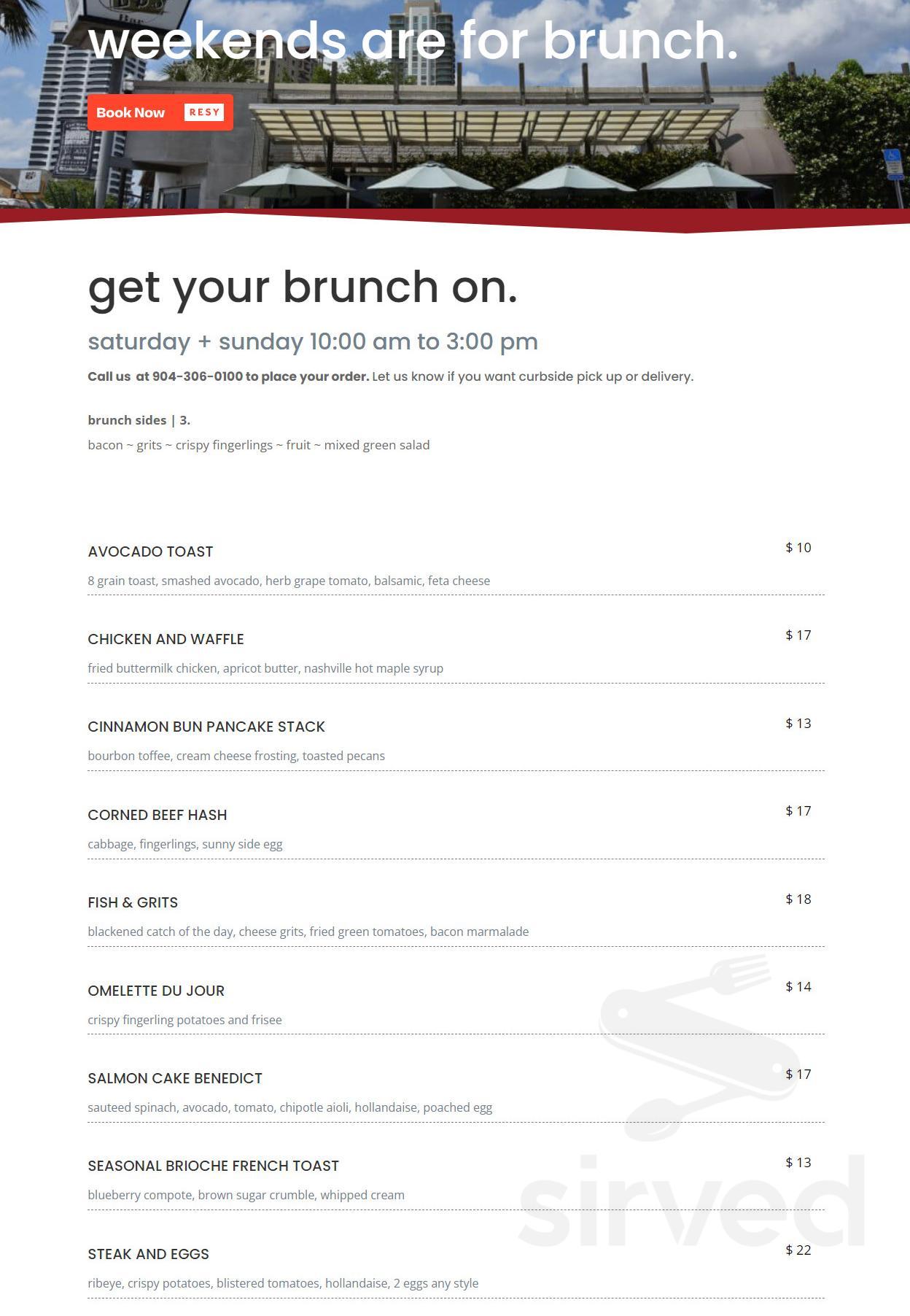 bb's restaurant and bar menu in Jacksonville, Florida, USA