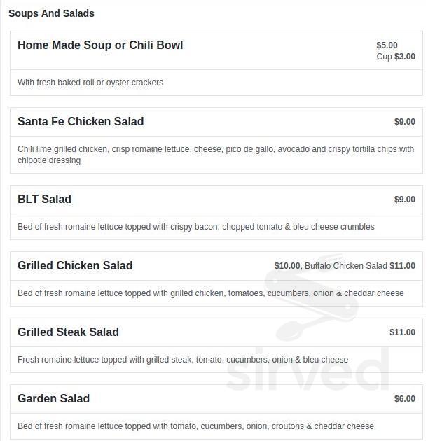 Slater's Food & Spirits menu in Port Clinton, Ohio, USA