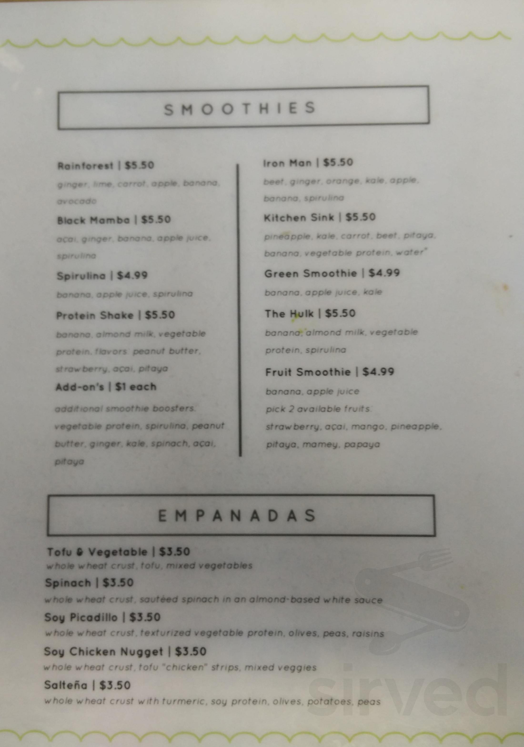 Beehive Cafe & Juice Bar menus in Miami, Florida, United States