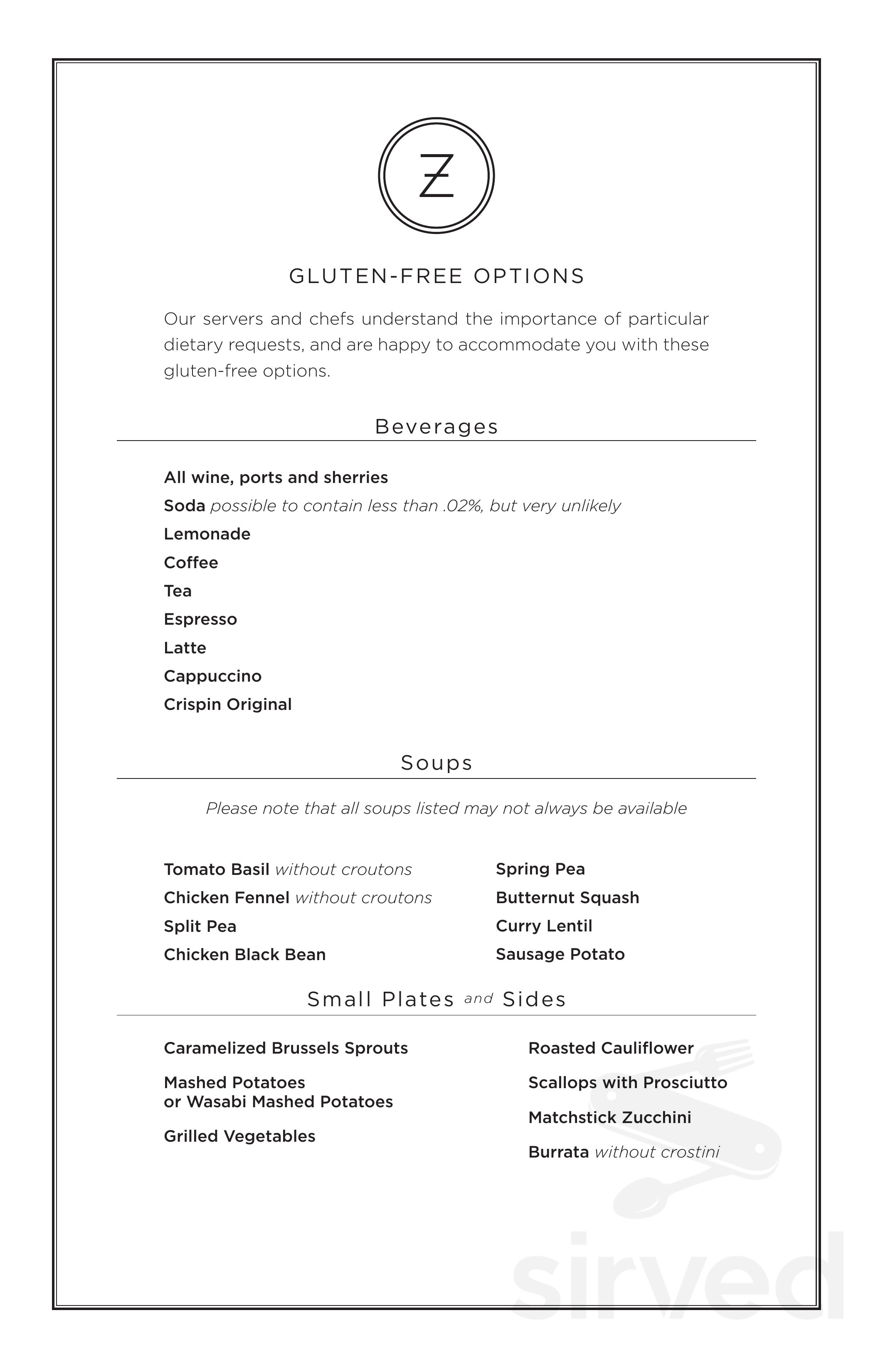 Zelo menu in Minneapolis, Minnesota, USA