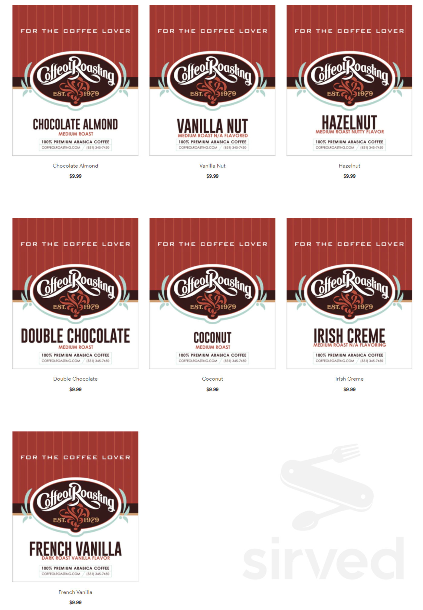 Coffeol Roasting menu in Watsonville, California, USA