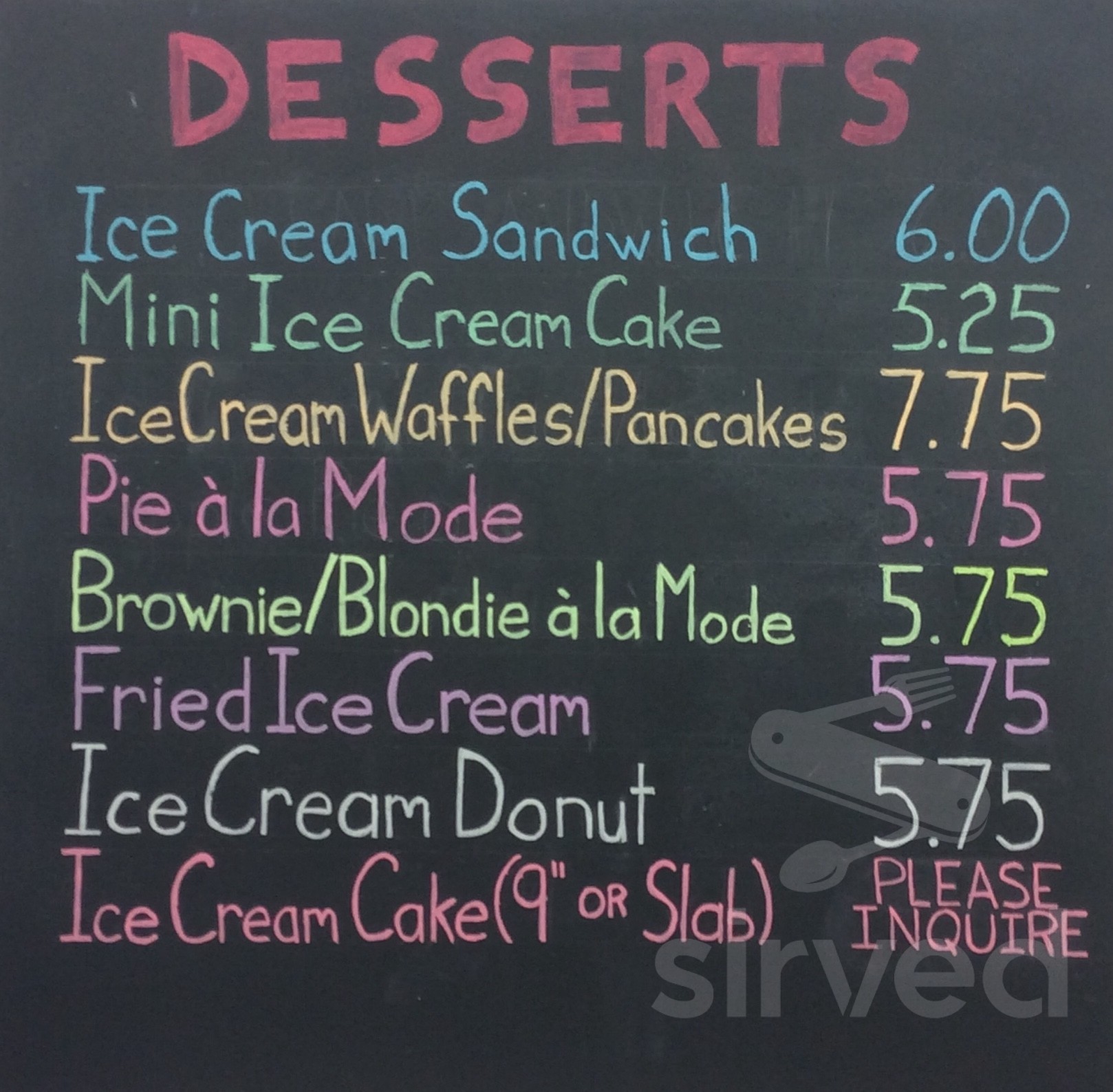 The Inside Scoop menu in North York, Ontario, Canada