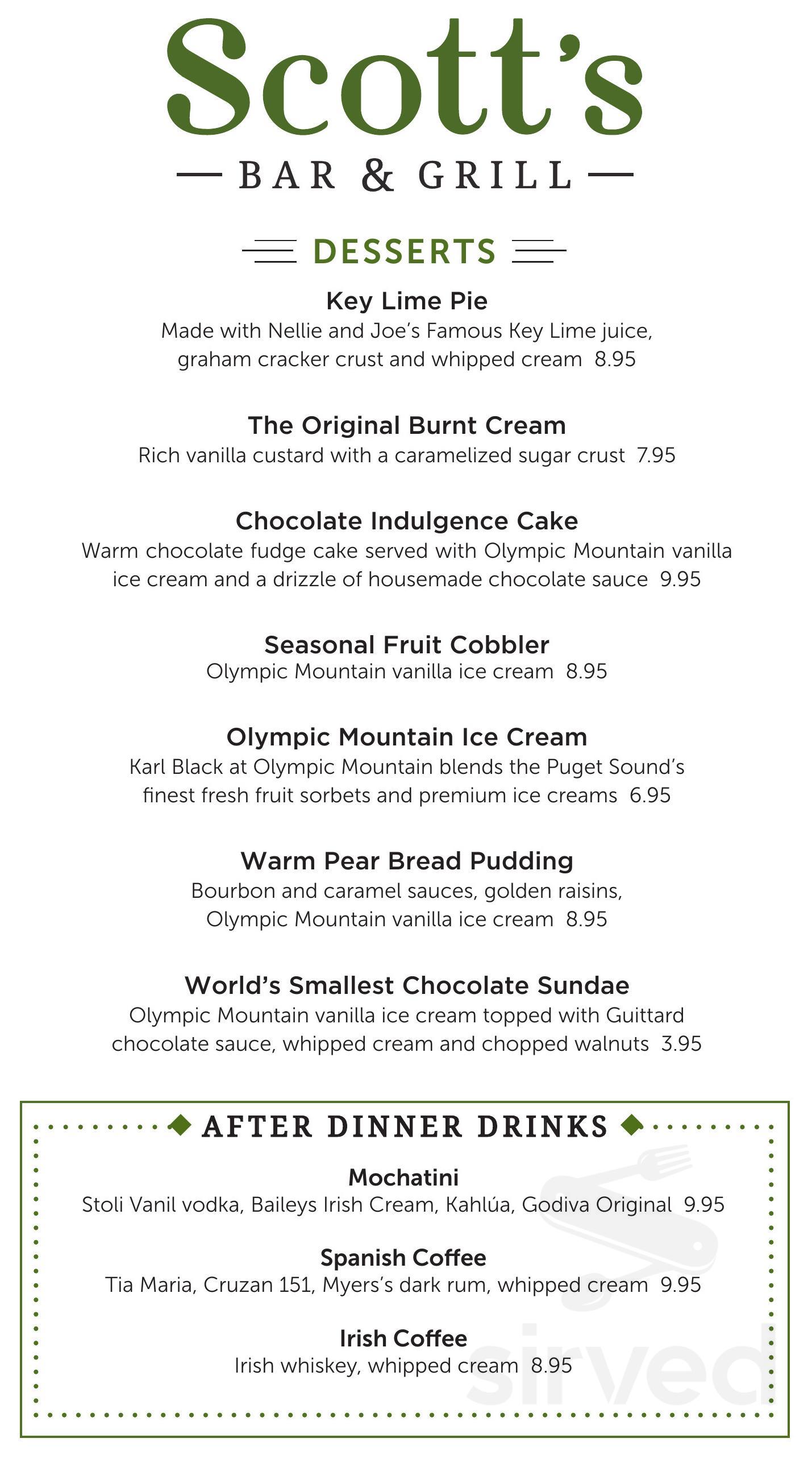 Scott's Bar & Grill menus in Edmonds, Washington, United States