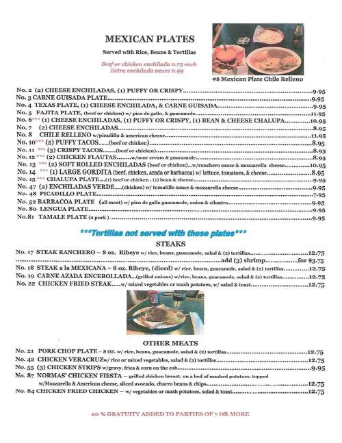 Las Lagunas menu in Floresville, Texas, USA