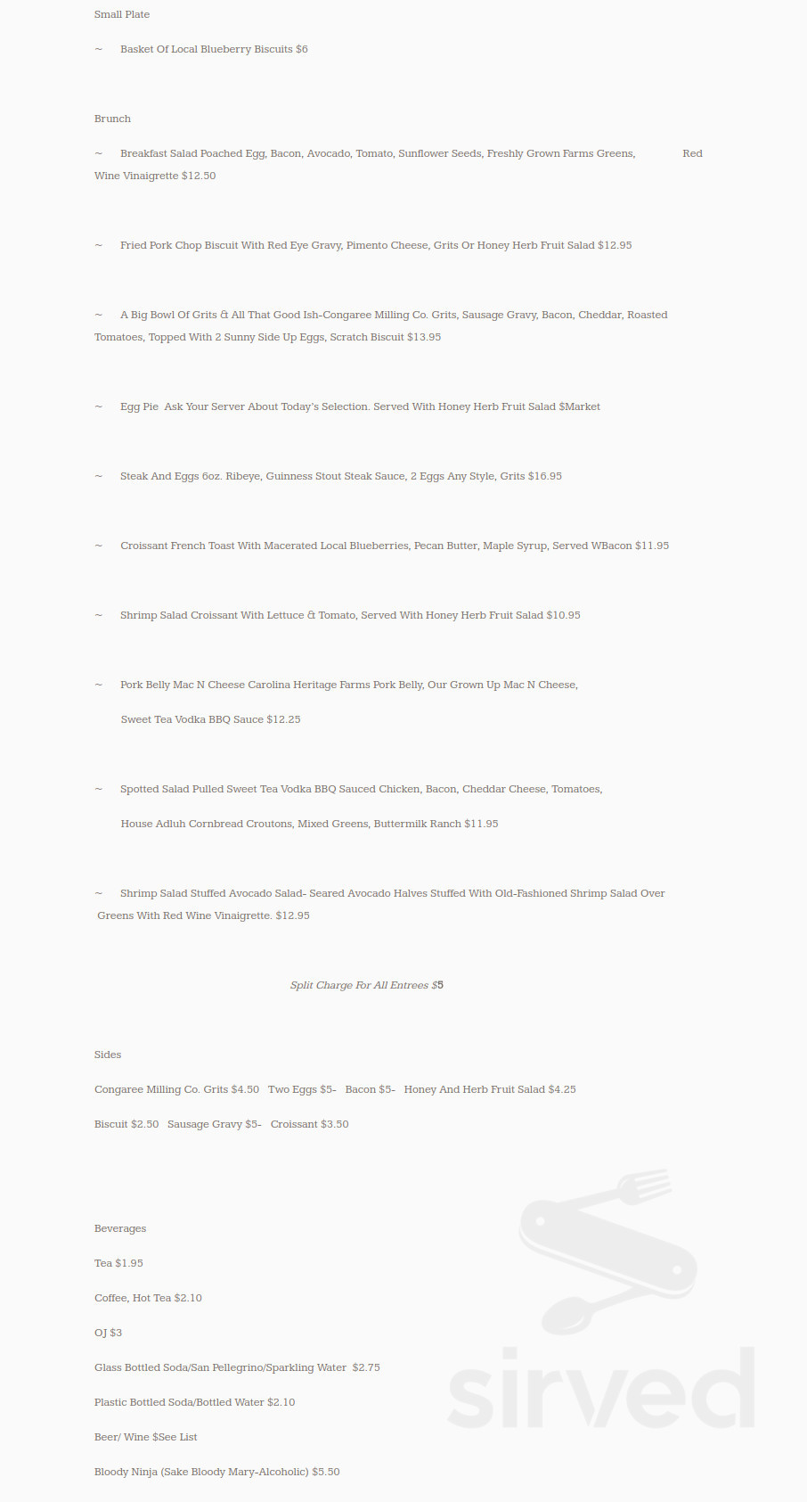 Menu for Spotted Salamander Cafe And Catering in Columbia, SC | Sirved