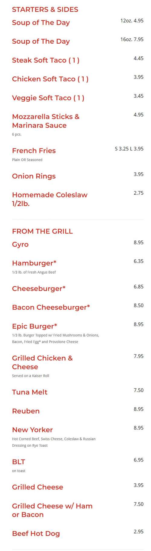 Epic Market & Grill menu in Chantilly, Virginia, USA