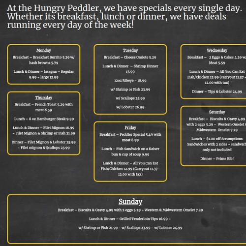 Hungry Peddler menu in La Crosse, Wisconsin, USA