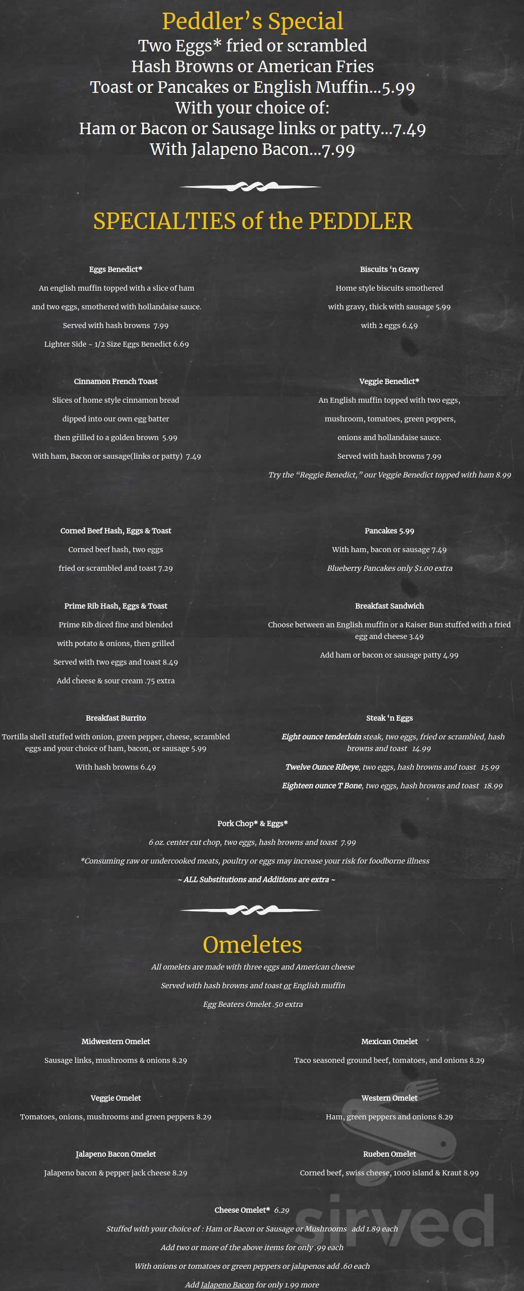 Hungry Peddler menu in La Crosse, Wisconsin, USA