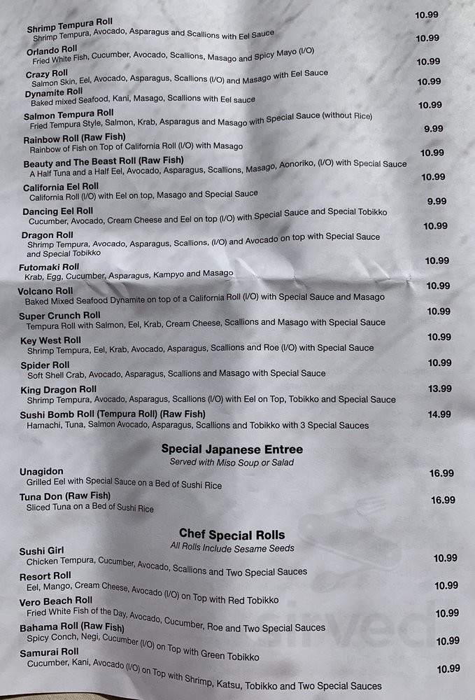 Saigon Sushi menus in Vero Beach, Florida, United States