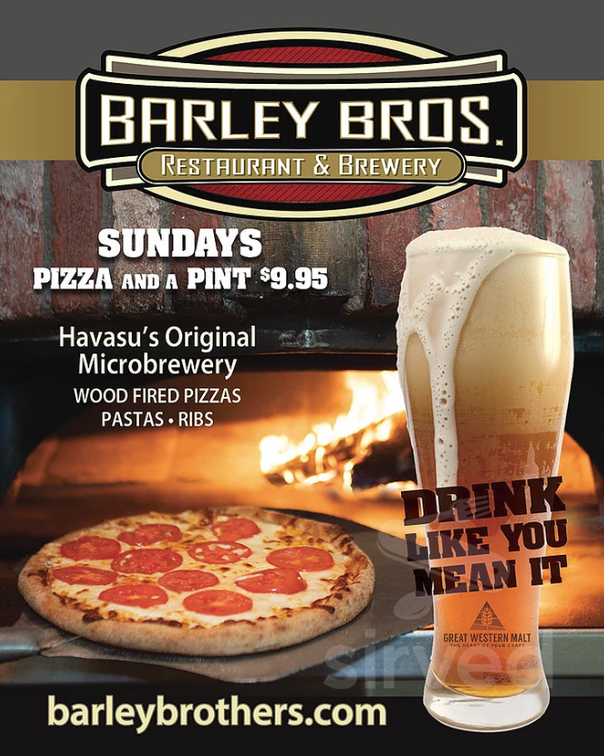 Menu for Barley Brothers Brewery in Lake Havasu City, AZ | Sirved