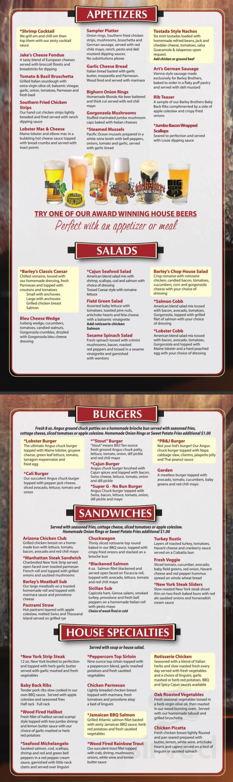 Menu for Barley Brothers Brewery in Lake Havasu City, AZ | Sirved