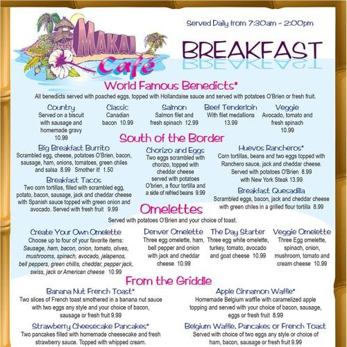 Makai Cafe menu in Lake Havasu City, Arizona, USA