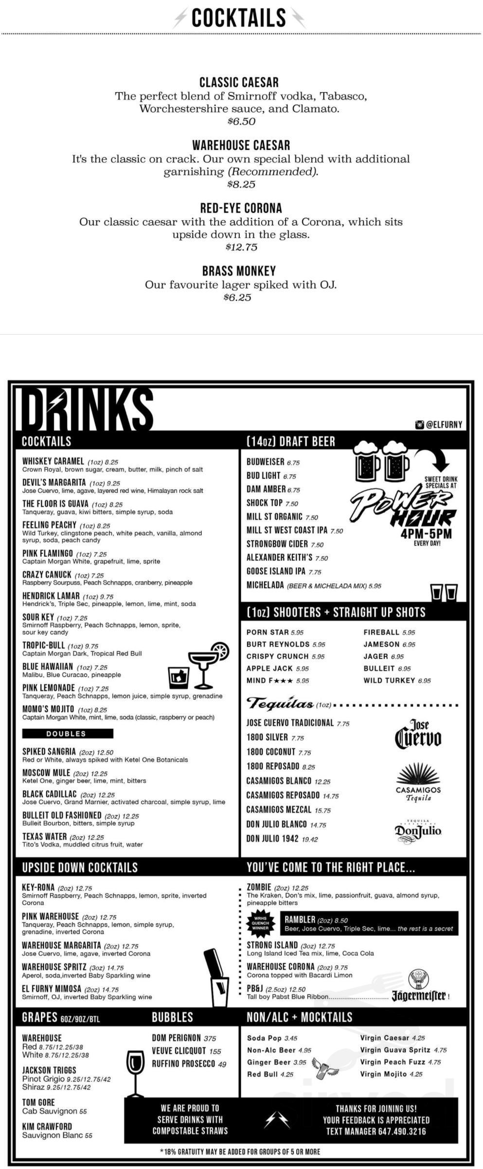 Menu - Toronto ON's El Furniture Warehouse | Sirved