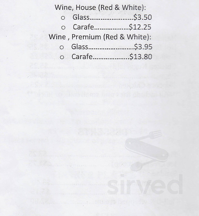 Menu - Minto NB's Omega Restaurant Ltd | Sirved