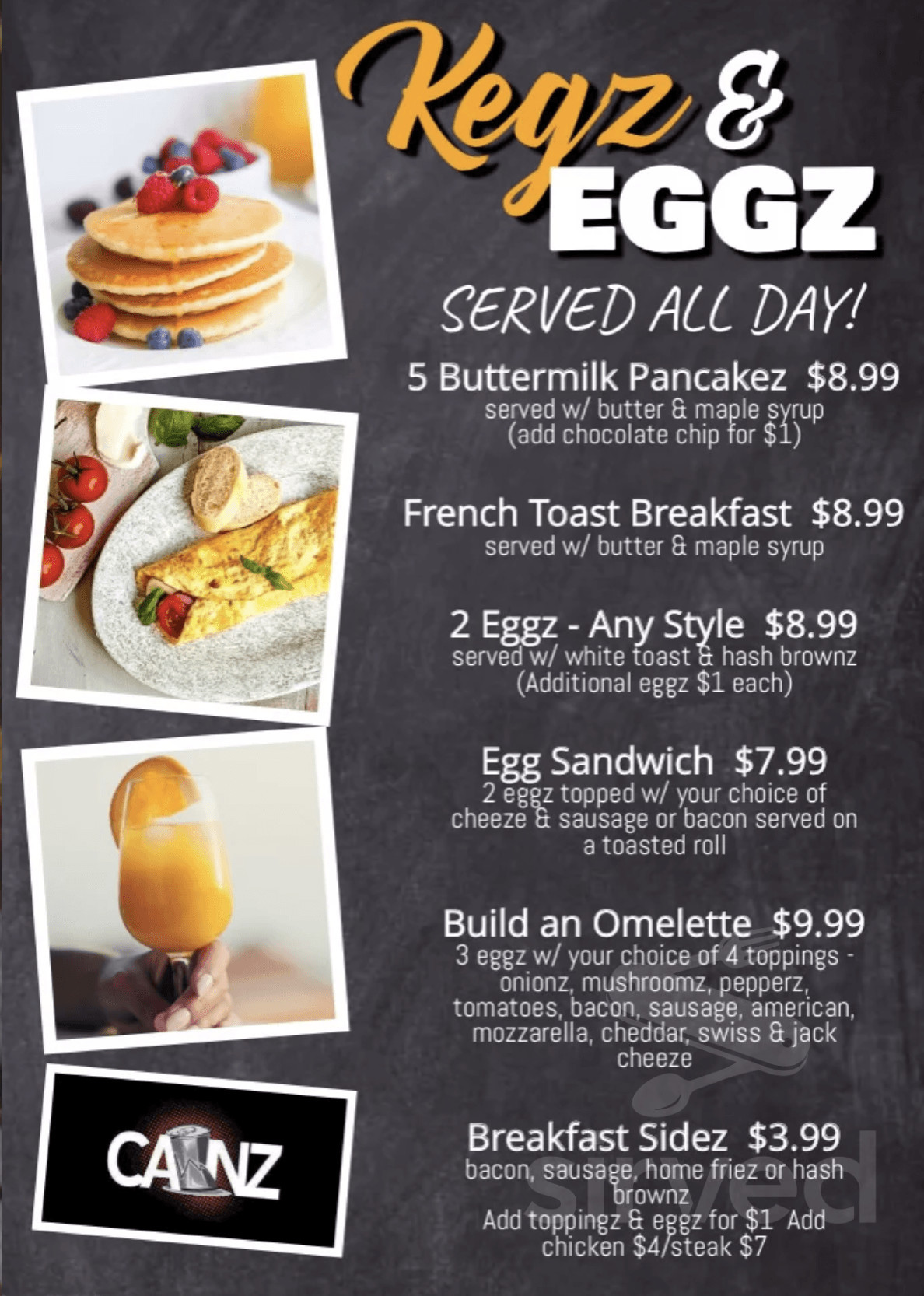 Canz Bar & Grill menu in Bohemia, New York, USA
