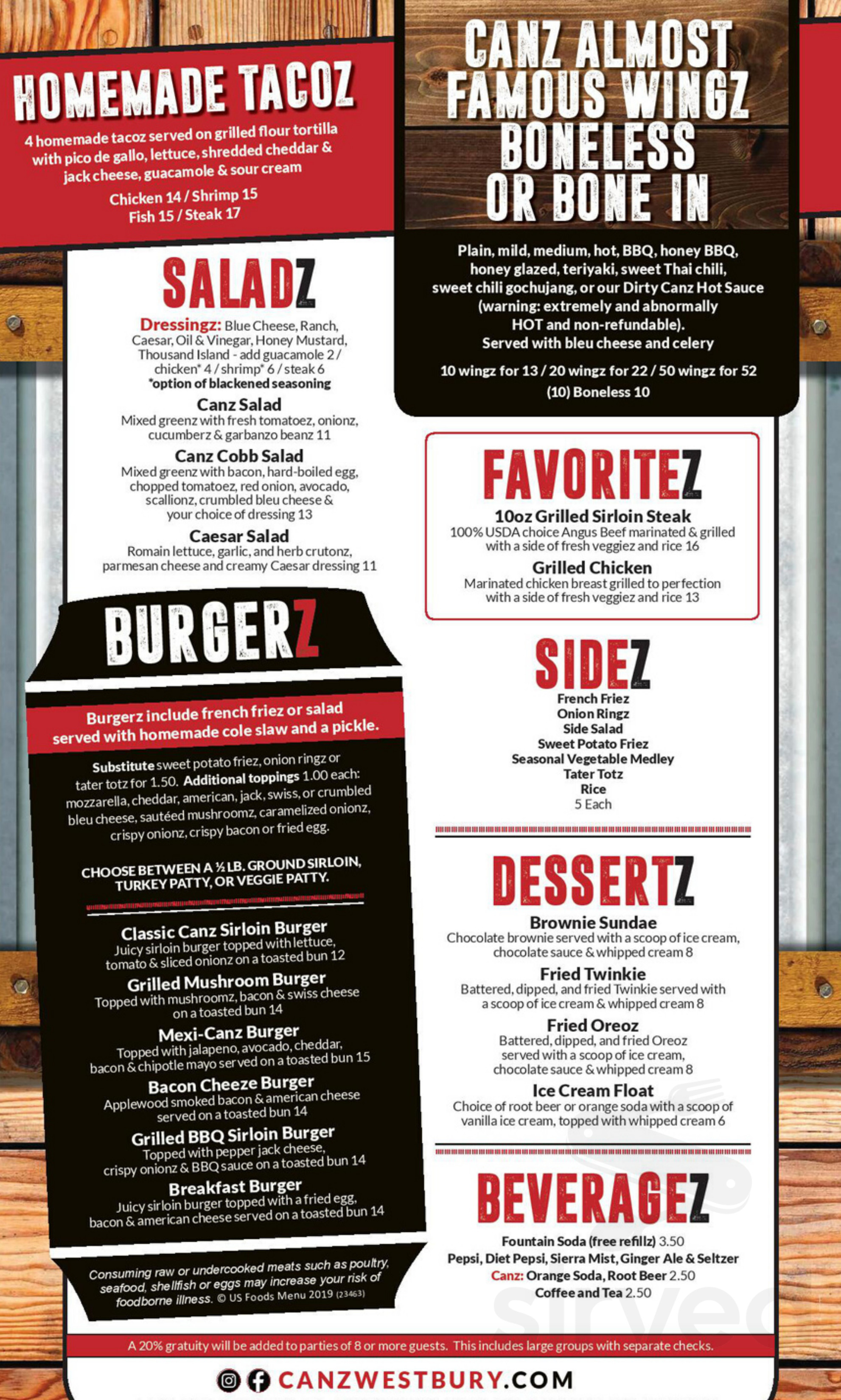 Canz Bar & Grill menus in Westbury, New York, United States