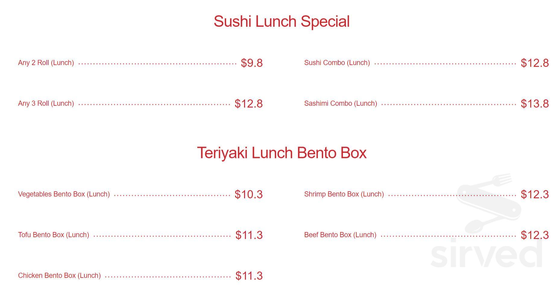 Kumo Asian Garden menu in Cleveland, Tennessee, USA