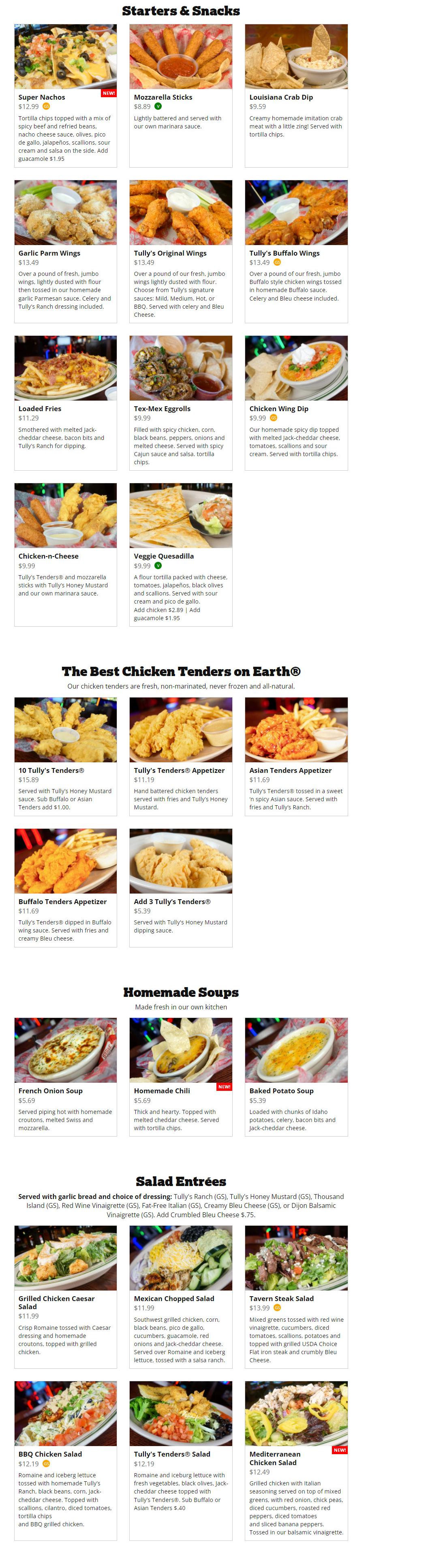 Menu for Tully's Good Times Fairmount in Syracuse, NY | Sirved