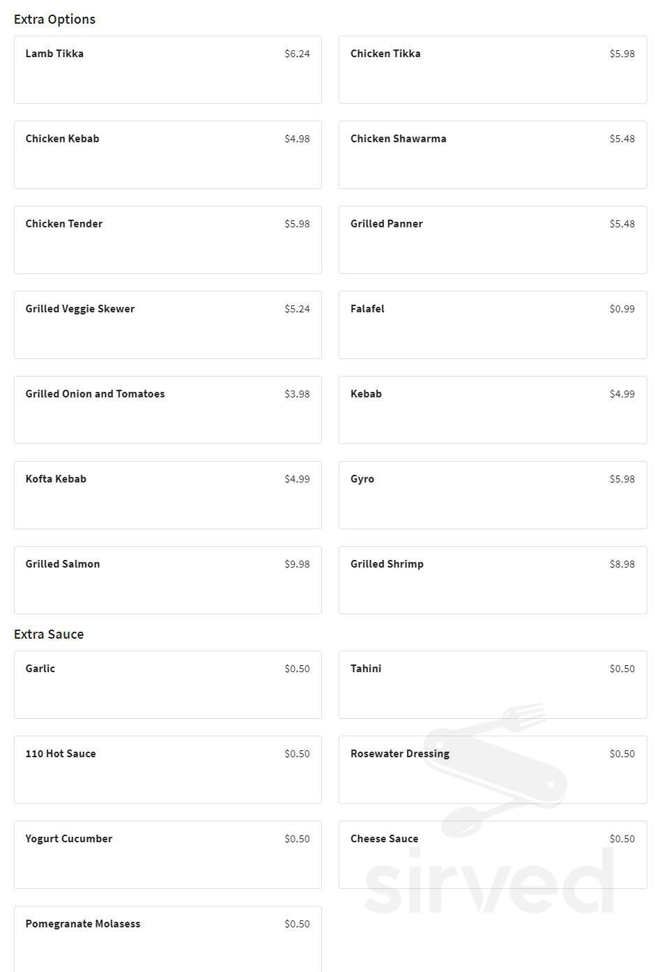 Rosewater Middle Eastern Grill ماء ورد menu in Pittsburgh, Pennsylvania ...