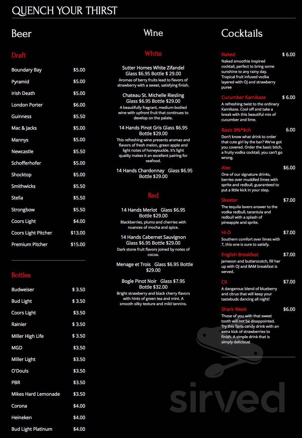 Menu for Piccadilly Circus Pub in Snohomish, WA | Sirved