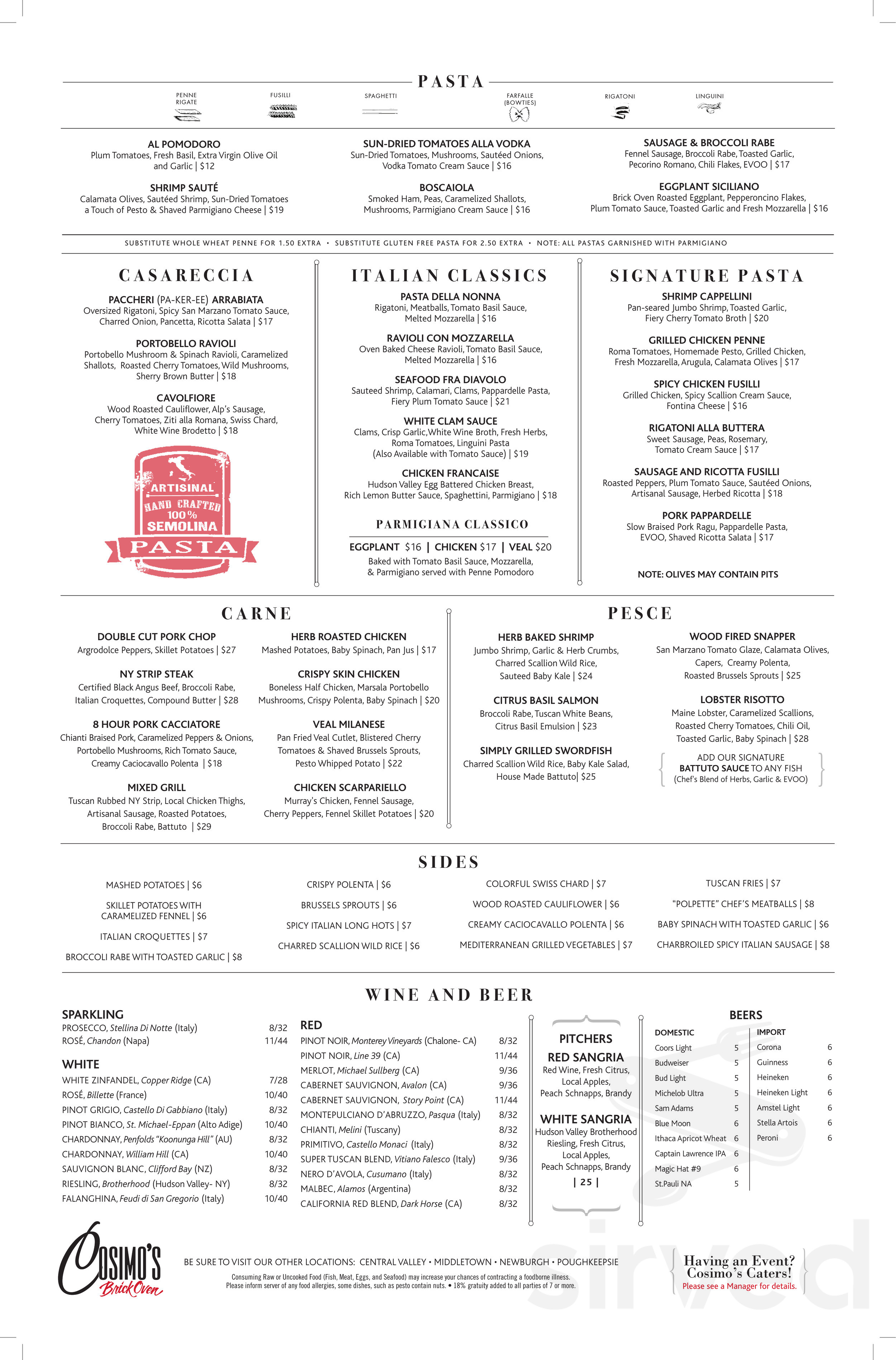 Cosimo's Pizza menu in Newburgh, New York, USA