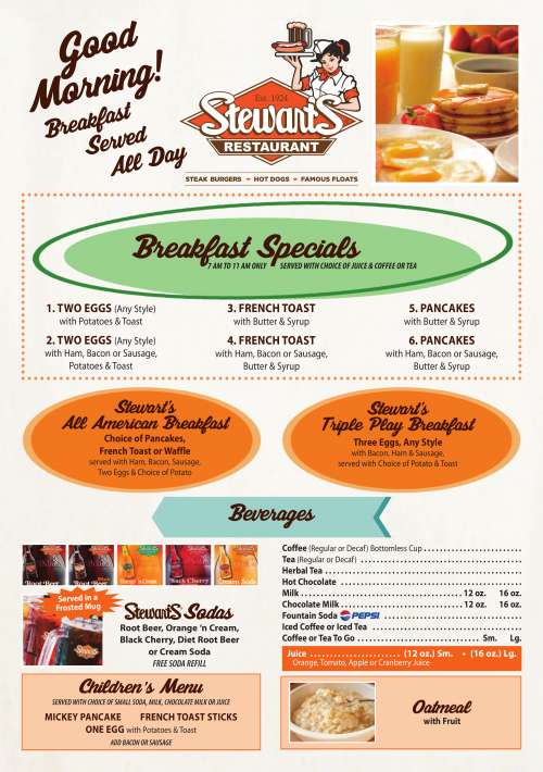Stewart's Drive-In menu in Tuckerton, New Jersey, USA