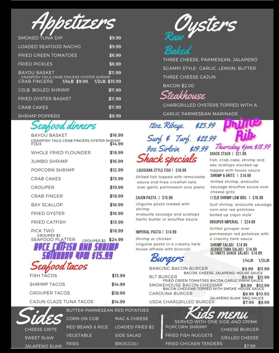 Gary's Oyster Shack menus in Panama City, Florida, United States