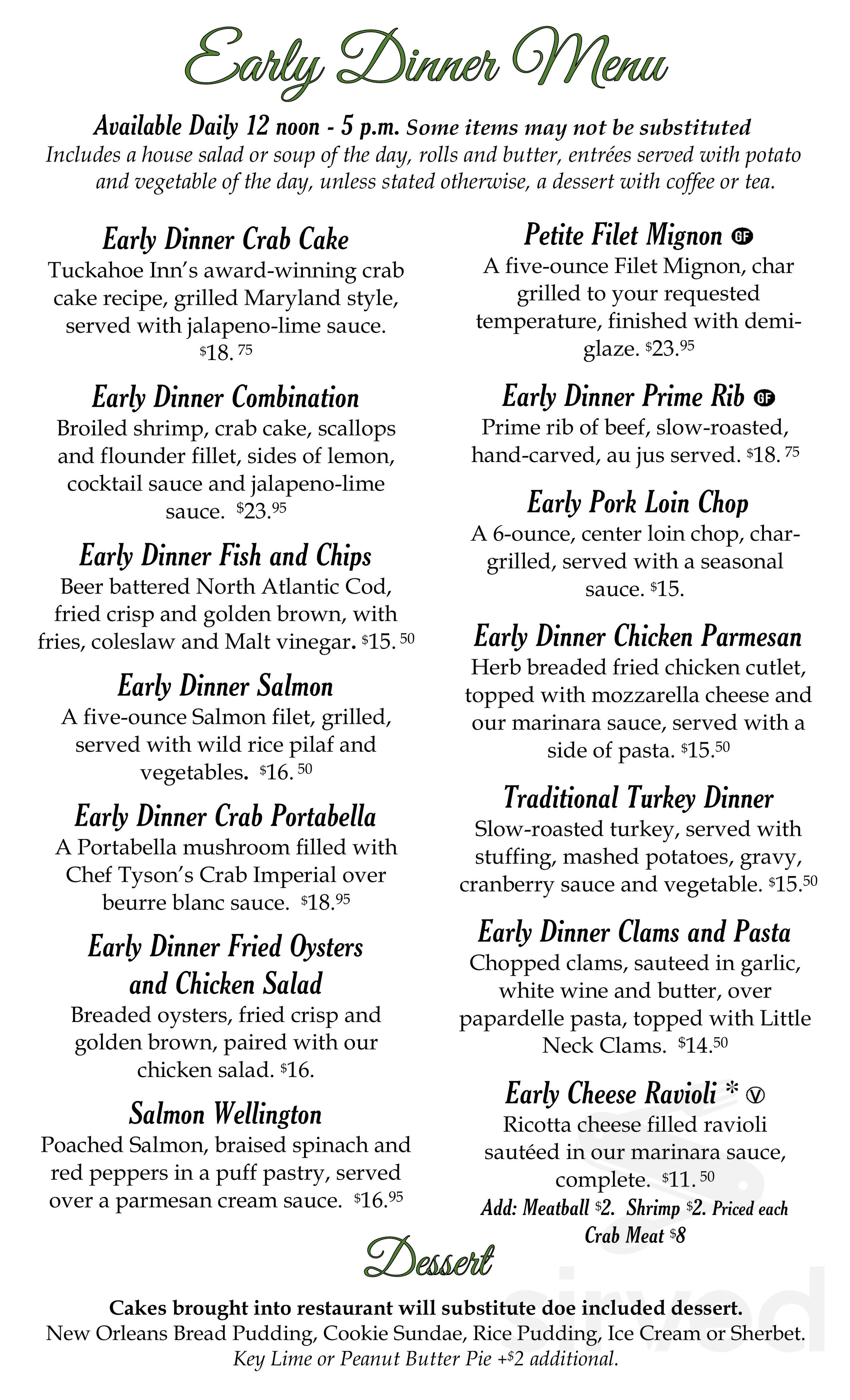 Tuckahoe Inn menus in Marmora, New Jersey, United States