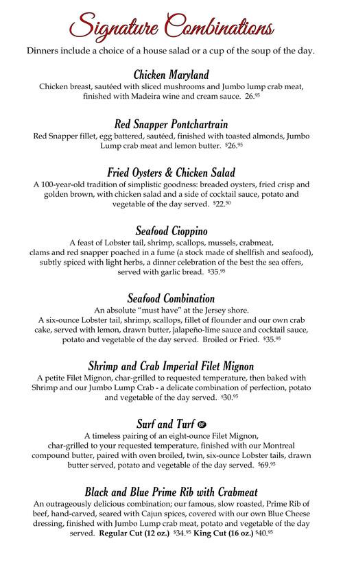 Tuckahoe Inn menu in Marmora, New Jersey, USA