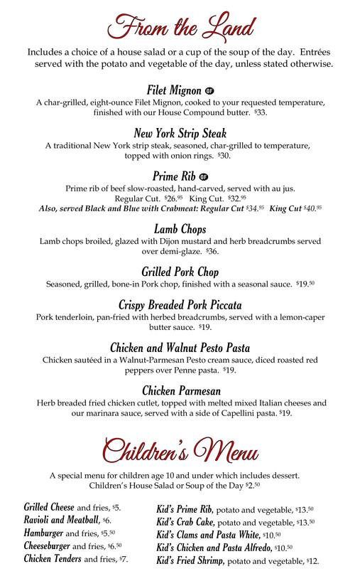 Tuckahoe Inn menu in Marmora, New Jersey, USA