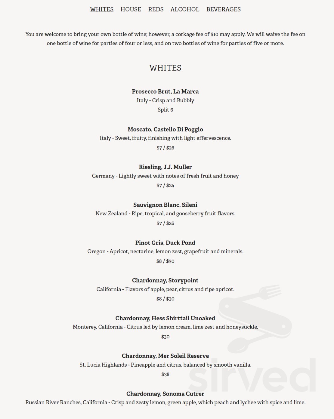 SIMON'S menu in Des Moines, Iowa, USA