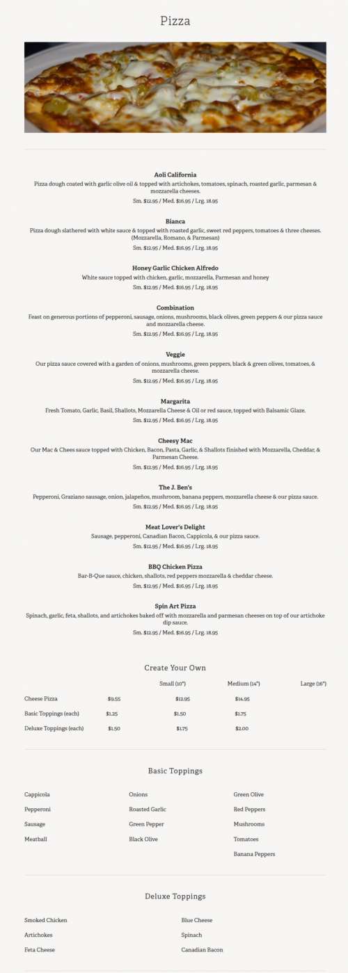 SIMON'S menu in Des Moines, Iowa, USA